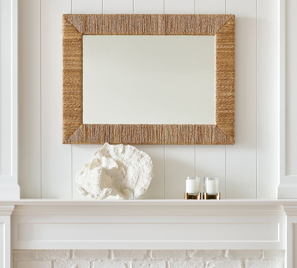 Malibu Handwoven Seagrass Rectangle Mirror - 40"W x 30"H | Pottery Barn