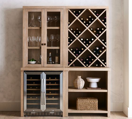 Modern Farmhouse 68” Wine Storage with Display Cabinet | Pottery Barn