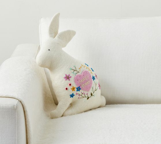 Honey Bunny Embroidered Shaped Pillow | Pottery Barn