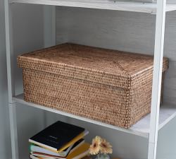 Tava Handwoven Rattan Rectangular Storage Box With Lid | Pottery Barn