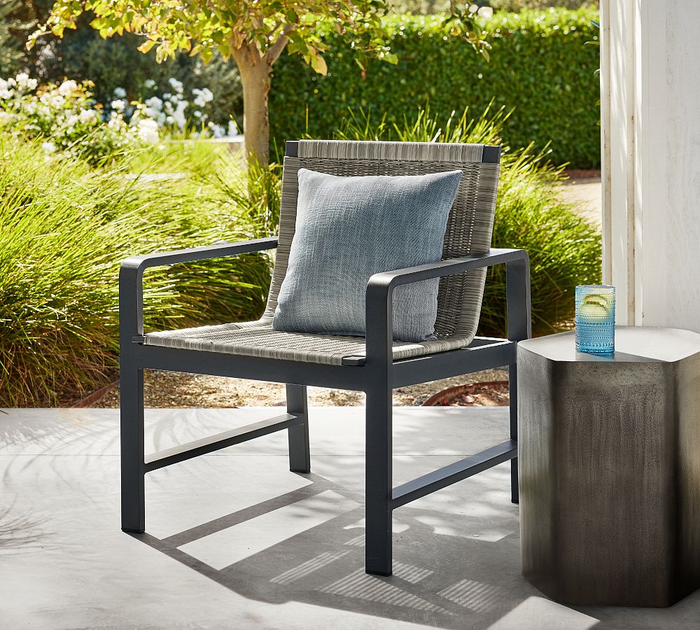 Indio Metal & Wicker Outdoor Lounge Chair | Pottery Barn