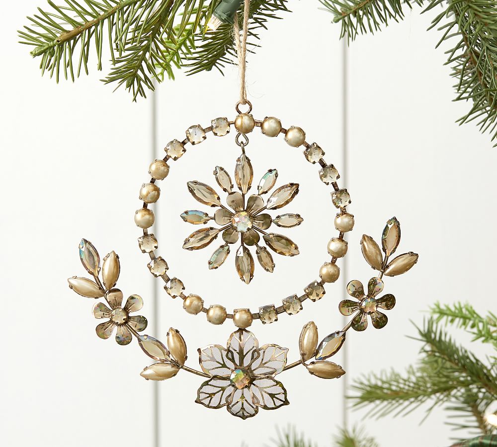 Jeweled Floral Circle Ornament | Pottery Barn
