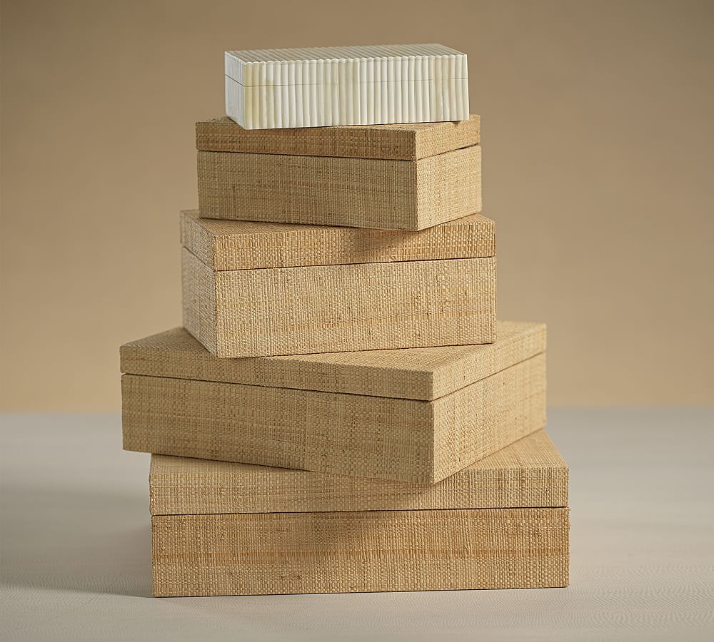Merlin Grasscloth Decorative Box | Pottery Barn