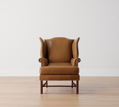 Open Box: Thatcher Leather Wingback Chair | Pottery Barn
