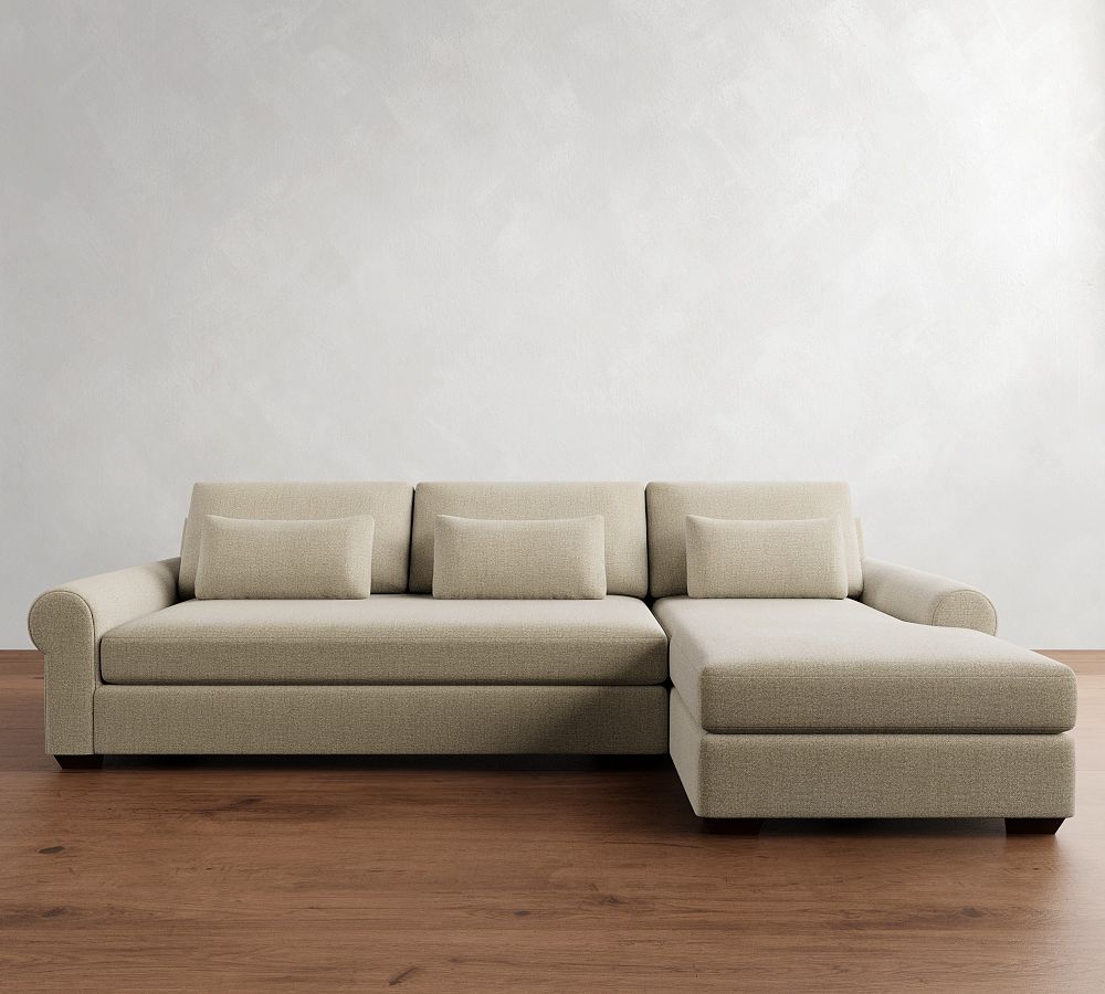 Big Sur Roll Arm Deep Seat Chaise Sectional (115"–158") | Pottery Barn