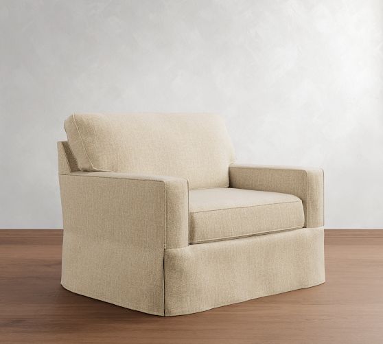 Buchanan Square Arm Slipcovered Chair and a Half | Pottery Barn