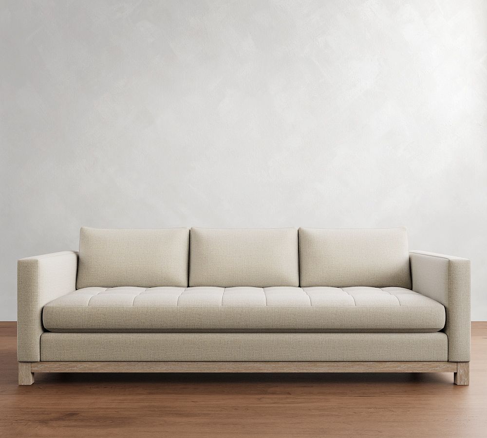 Jake Tufted Seadrift Wood Base Sofa (63"–96") | Pottery Barn