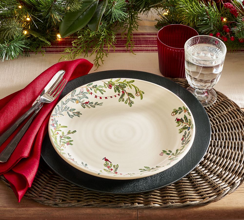 Christmas in the Country Stoneware Dinner Plates - Set of 4 | Pottery Barn