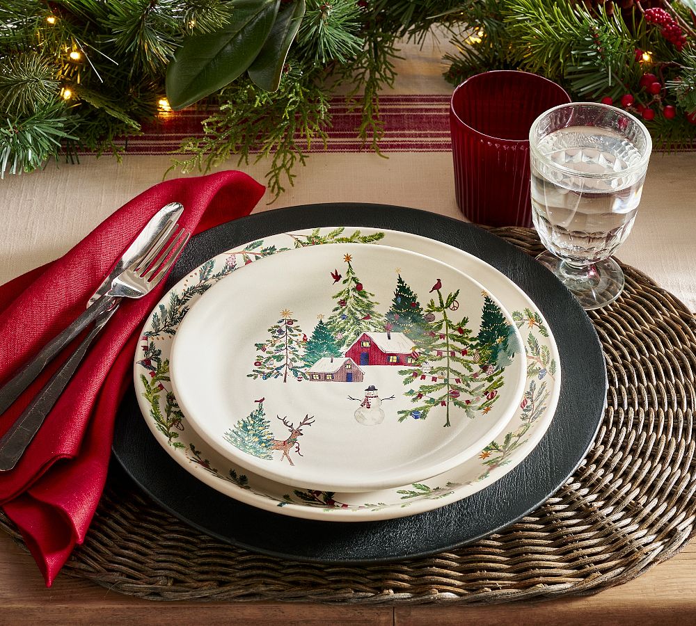 Christmas in the Country Stoneware Salad Plates - Set of 4 | Pottery Barn