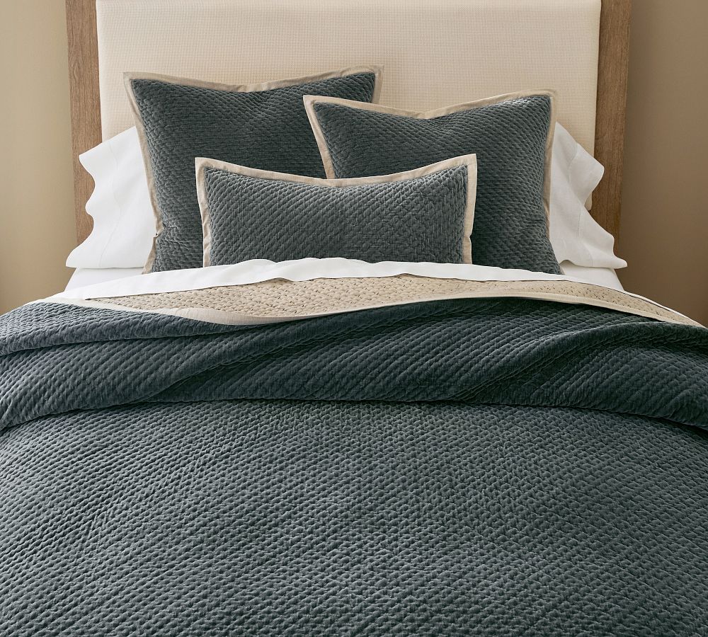 Cross Stitch Velvet Quilt | Pottery Barn
