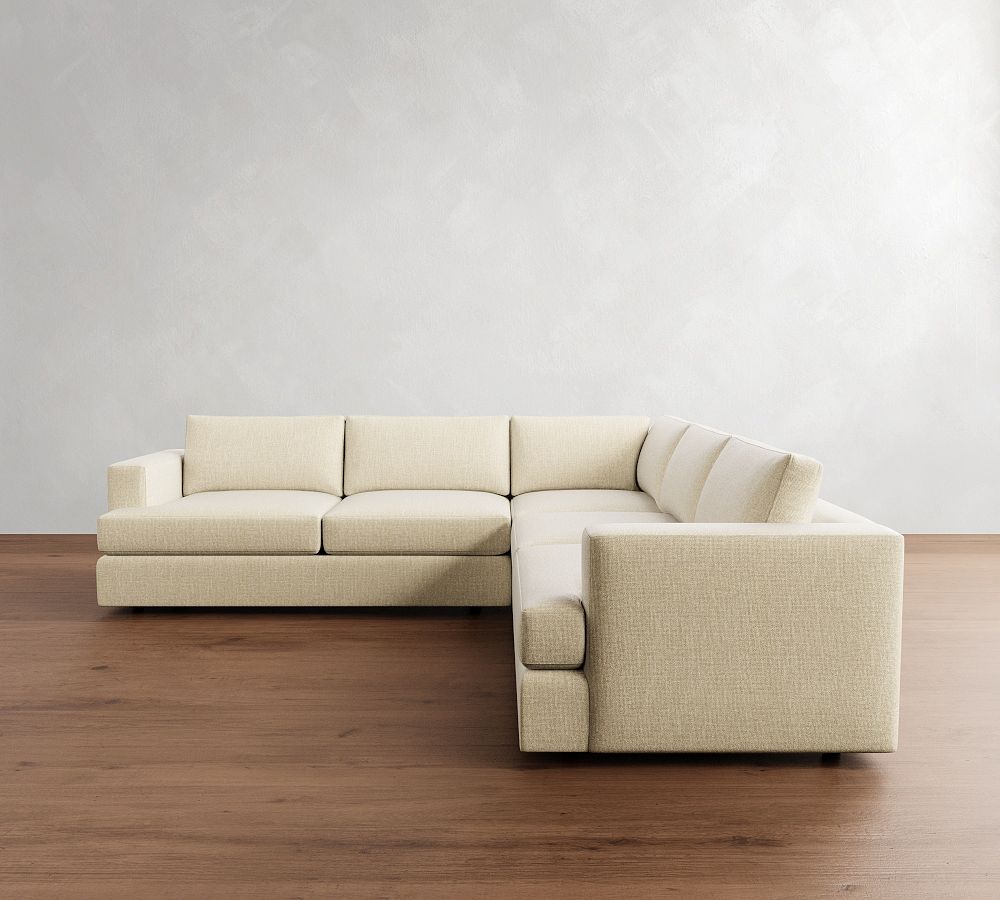 Carmel Recessed Arm 3-Piece L-Shaped Sectional (111") | Pottery Barn