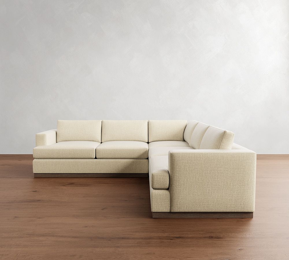 Carmel Recessed Arm Wood Base 3-Piece L-Shaped Sectional (111 ...