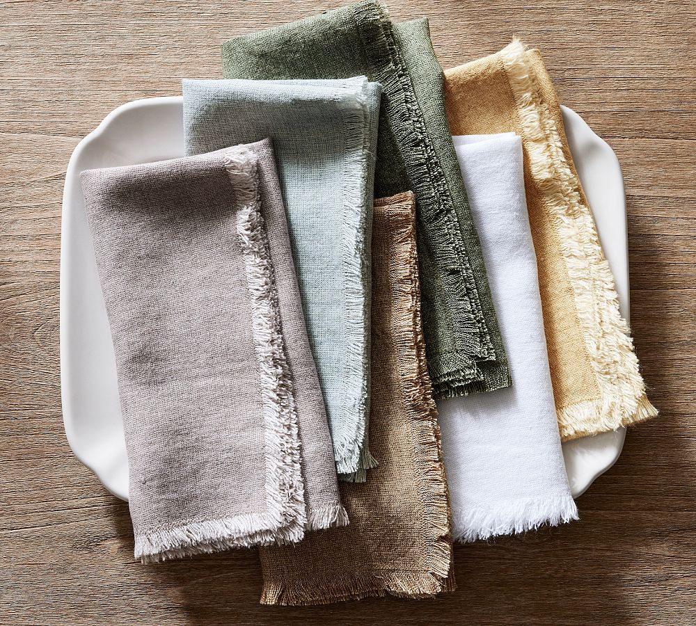 Frayed Oversized Linen Napkins - Set of 4 | Pottery Barn