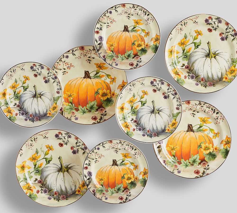 Botanical Harvest Pumpkin 8-Piece Stoneware Dinnerware Set | Pottery Barn