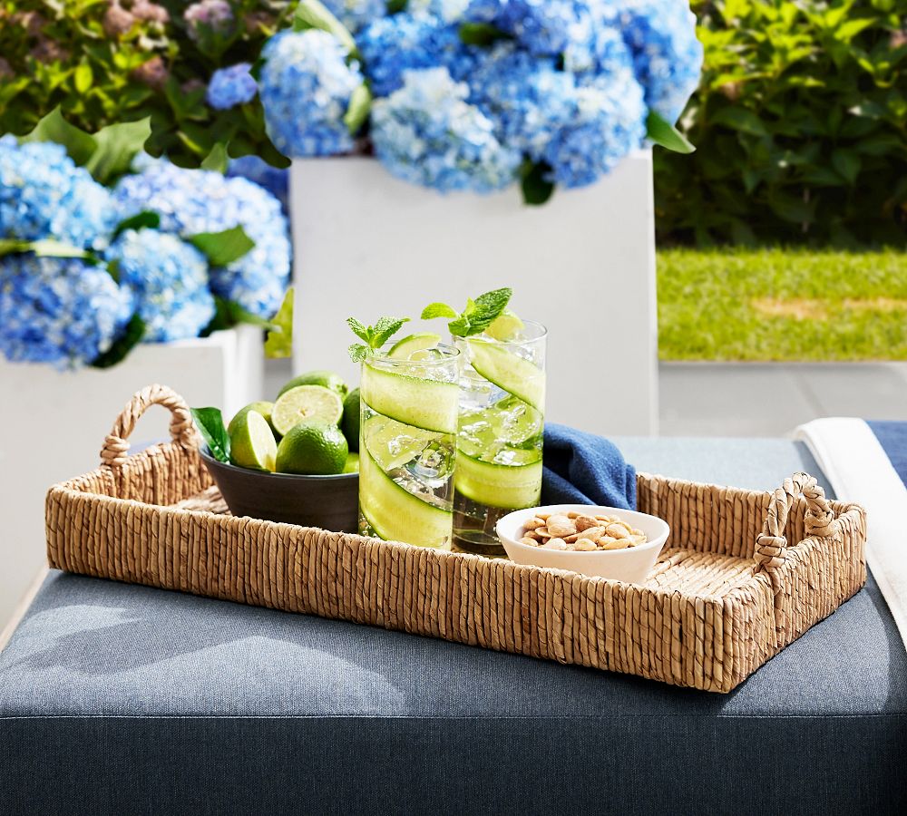 Malibu Handwoven Seagrass Rectangular Bar Tray | Pottery Barn