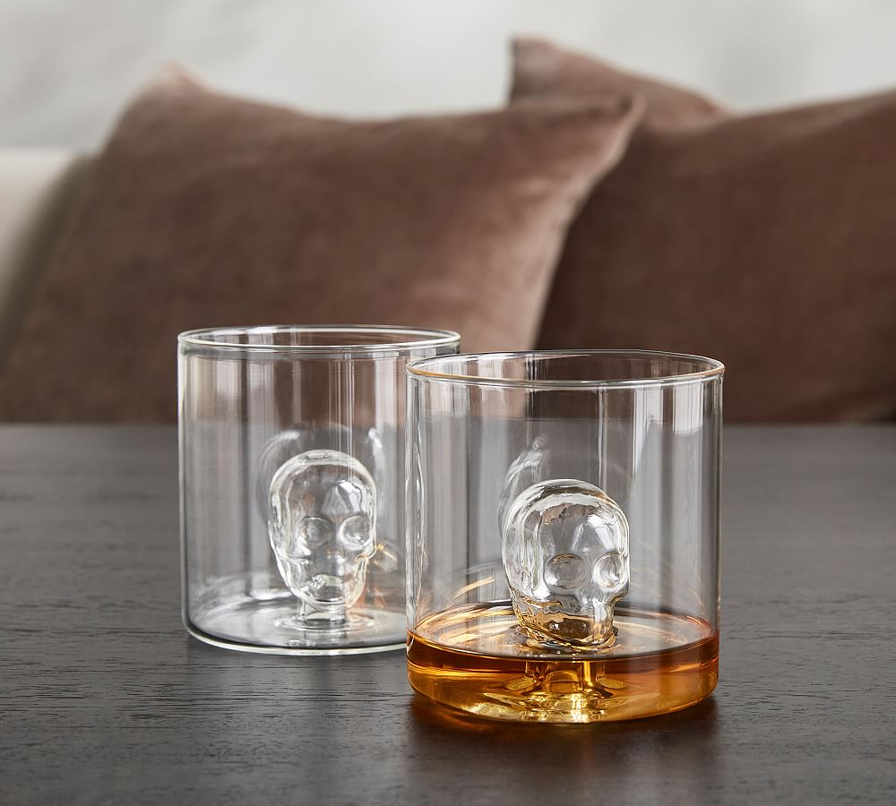 Glass Skull Double Shot Glasses - Set of 2 | Pottery Barn