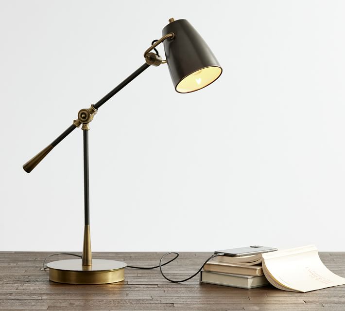 Reese Metal Articulating USB Task Table Lamp | Pottery Barn