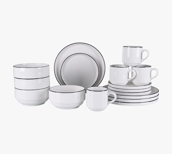 Bistro Porcelain Stackable Dinnerware Set | Pottery Barn