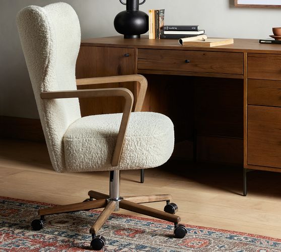 Jones Upholstered Swivel Desk Chair | Pottery Barn