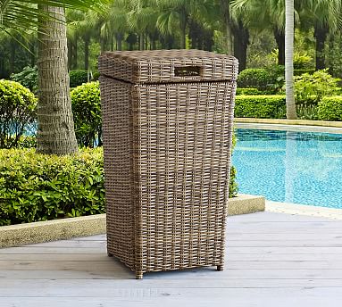 Jammie Outdoor Wicker Pool Trash Can | Pottery Barn