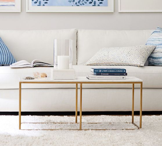 Delaney Rectangular Marble Coffee Table (40.5") | Pottery Barn