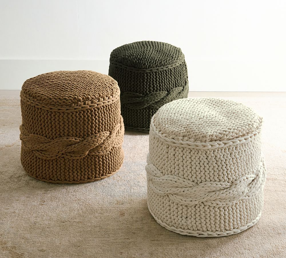 Colossal Handknit Pouf | Pottery Barn