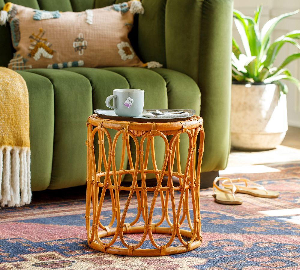 Riley Rattan Accent Table | Pottery Barn