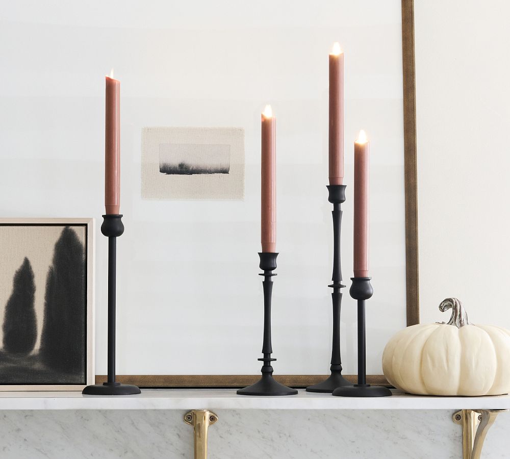 Premium Flickering Flameless Wax Taper Candle | Pottery Barn