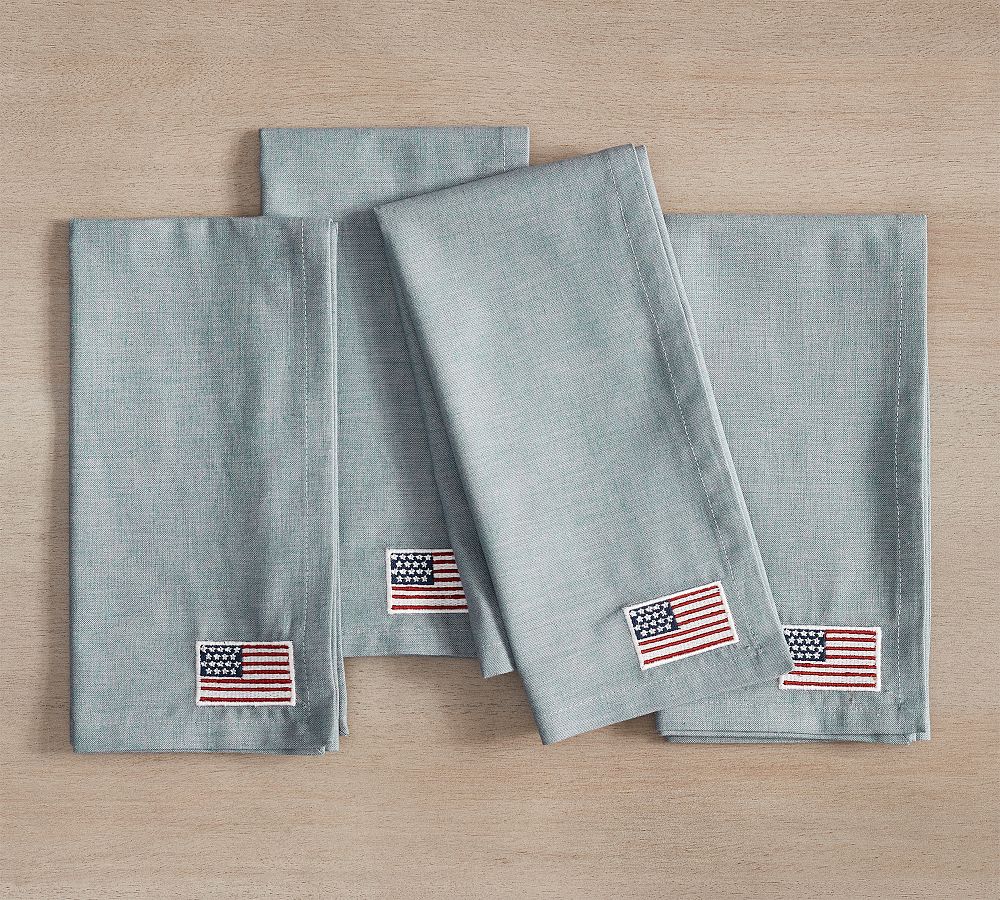 American Flag Icon Cotton/Linen Napkins - Set of 4 | Pottery Barn