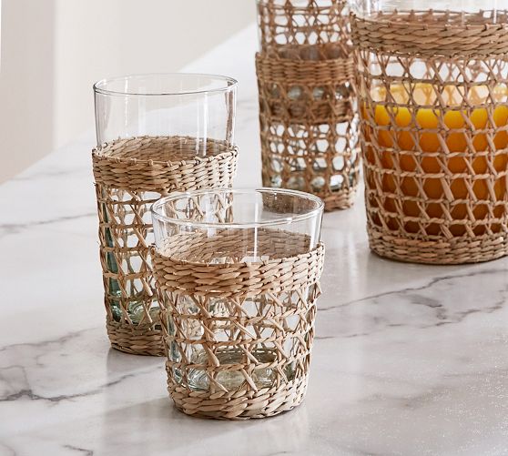 Cane Recycled Drinking Glasses | Pottery Barn