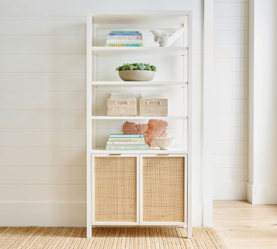 Westly Cane Open Bookcase with Doors (36") | Pottery Barn
