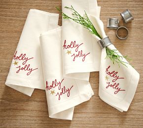 Holly Jolly Napkins - Set of 4 | Pottery Barn