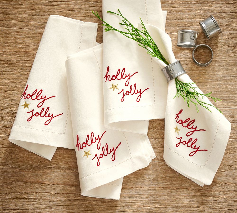 Holly Jolly Napkins - Set of 4 | Pottery Barn