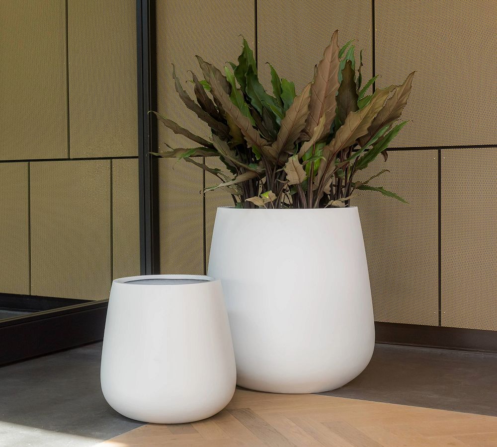 Lightweight Rounded Cylinder Fiberstone Planter | Pottery Barn