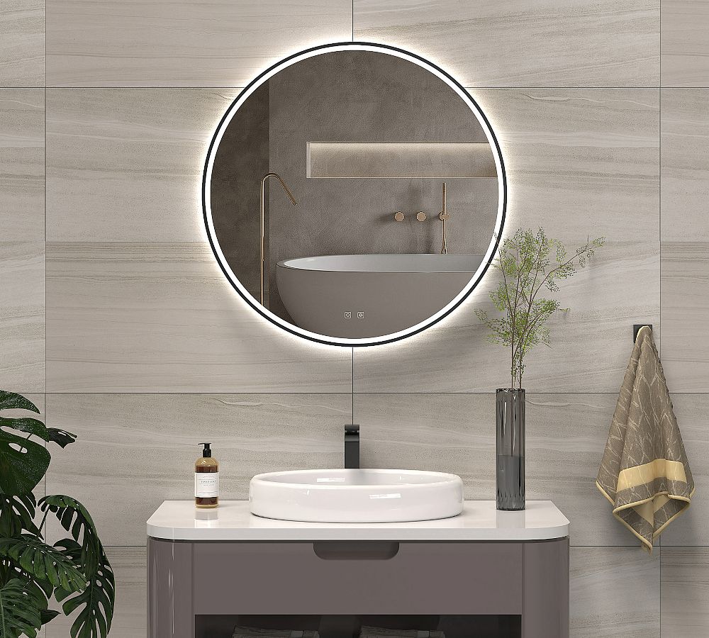 Dion Round Lighted LED Mirror | Pottery Barn