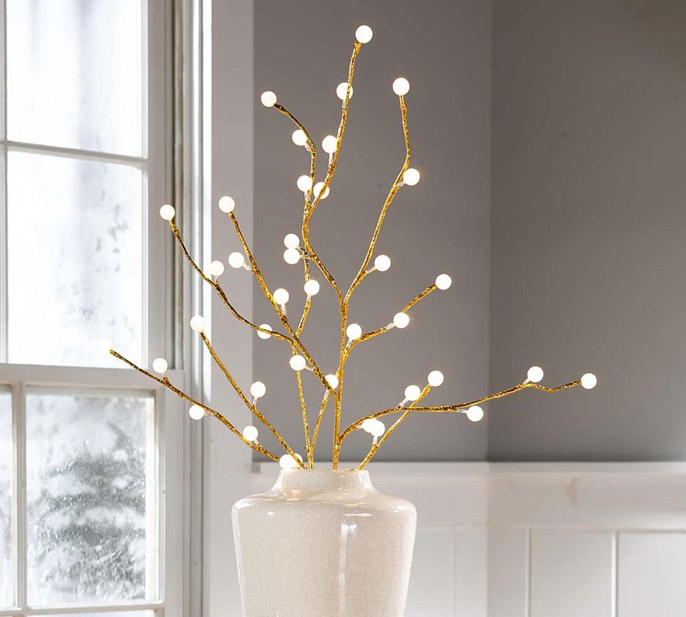 Gold Crackle Ball Lit Branches | Pottery Barn