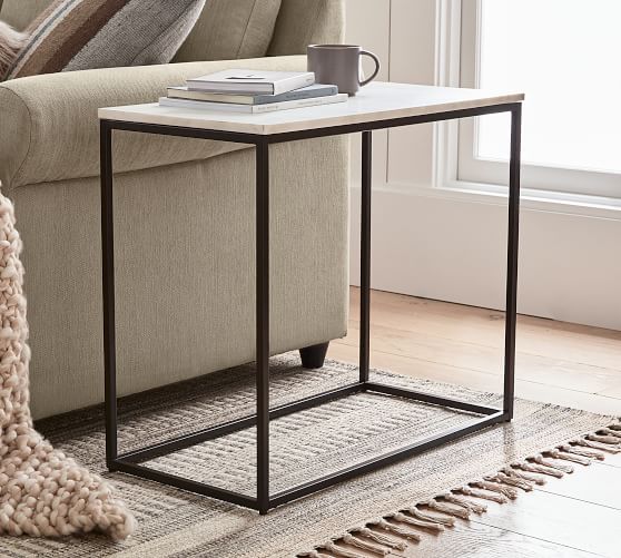 Delaney Rectangular Marble End Table (28") | Pottery Barn
