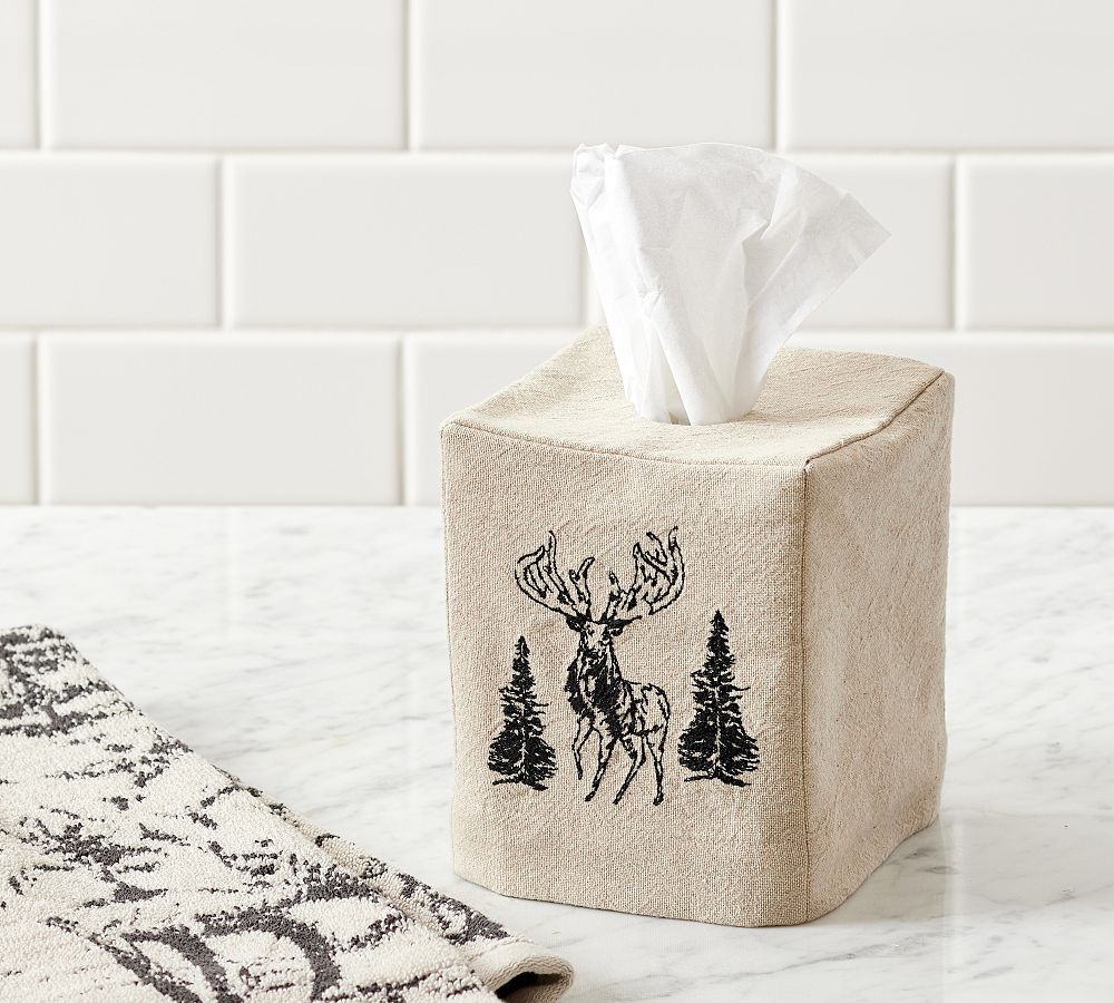 Rustic Forest Tissue Box Cover | Pottery Barn
