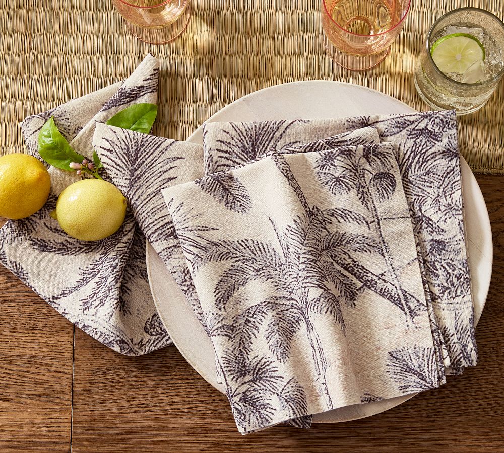 Paradise Palm Cotton/Linen Napkins - Set of 4 | Pottery Barn
