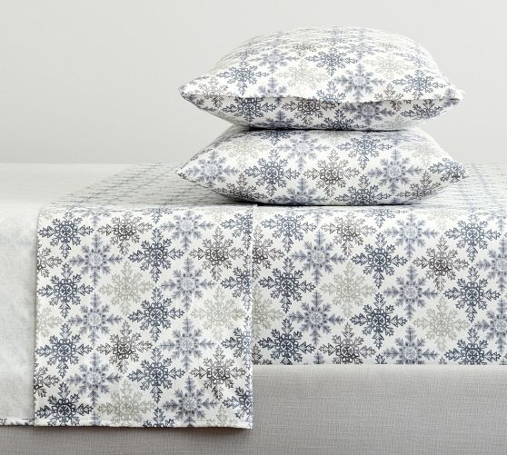 Frosty Snowflake Flannel Sheet Set | Pottery Barn