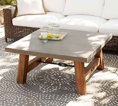 Abbott Concrete Acacia Square Outdoor Coffee Table 40 Pottery Barn