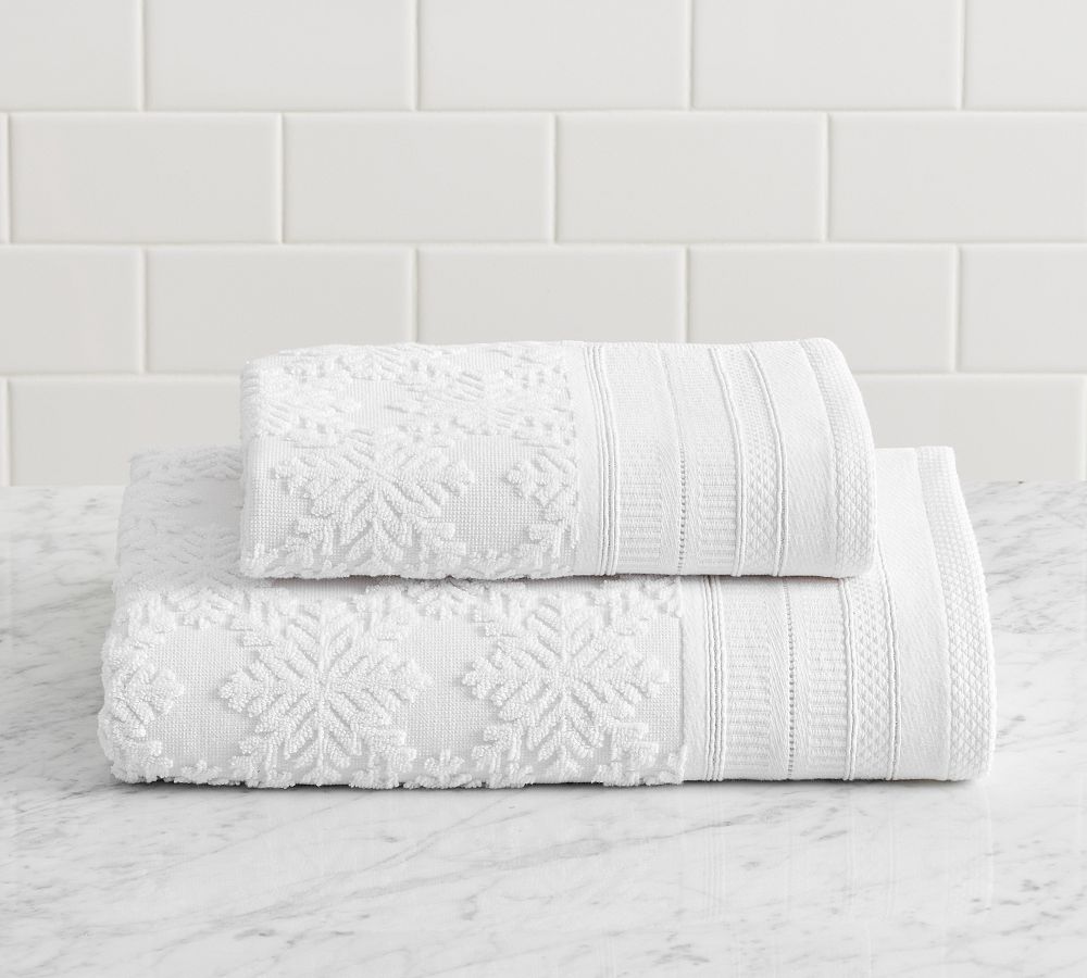 Snowflake Sculpted Towel | Pottery Barn
