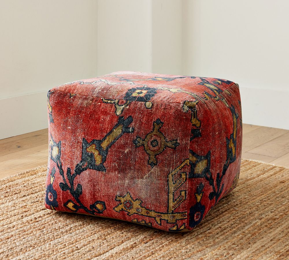 Dara Velvet Printed Pouf | Pottery Barn