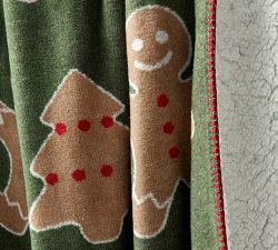Gingerbread Jacquard Sherpa Back Throw | Pottery Barn