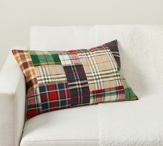 Kirk Patchwork Plaid Lumbar Pillow | Pottery Barn