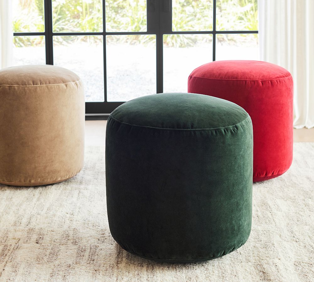 Open Box: Everywhere Velvet Pouf | Pottery Barn