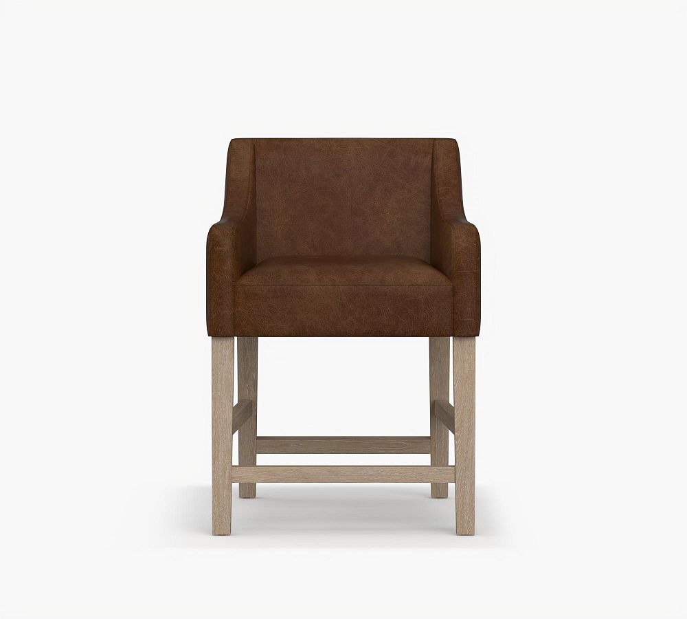 Classic Leather Slope Stool | Pottery Barn