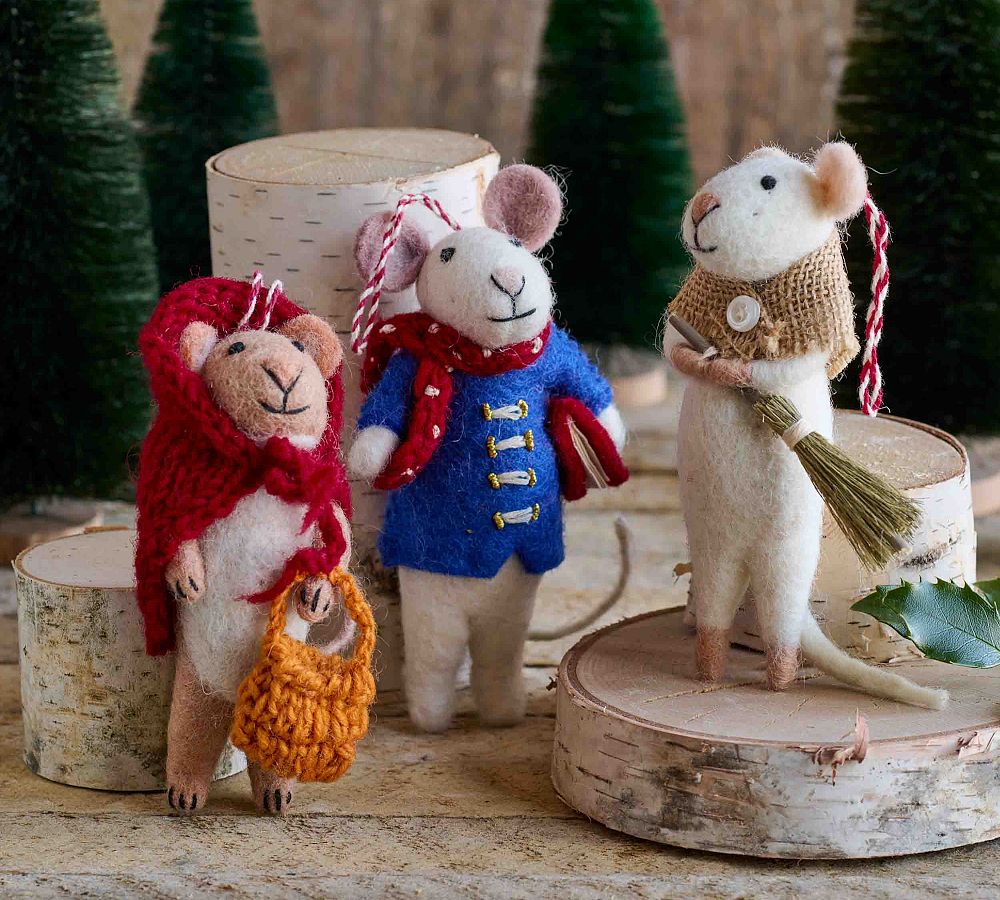 Handcrafted Country Mice Ornaments - Set Of 3 | Pottery Barn