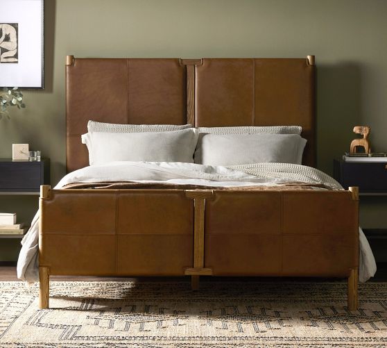 Hester Leather Platform Bed | Pottery Barn