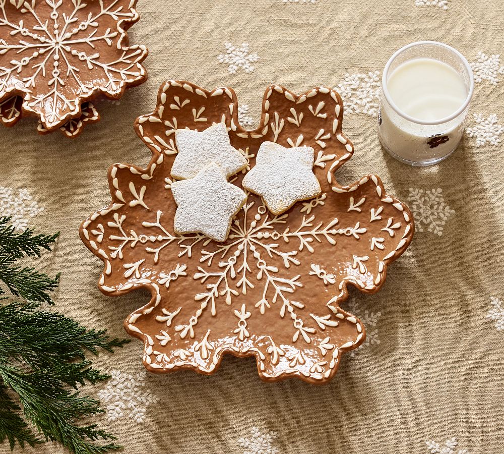 Gingerbread Snowflake Stoneware Platter | Pottery Barn